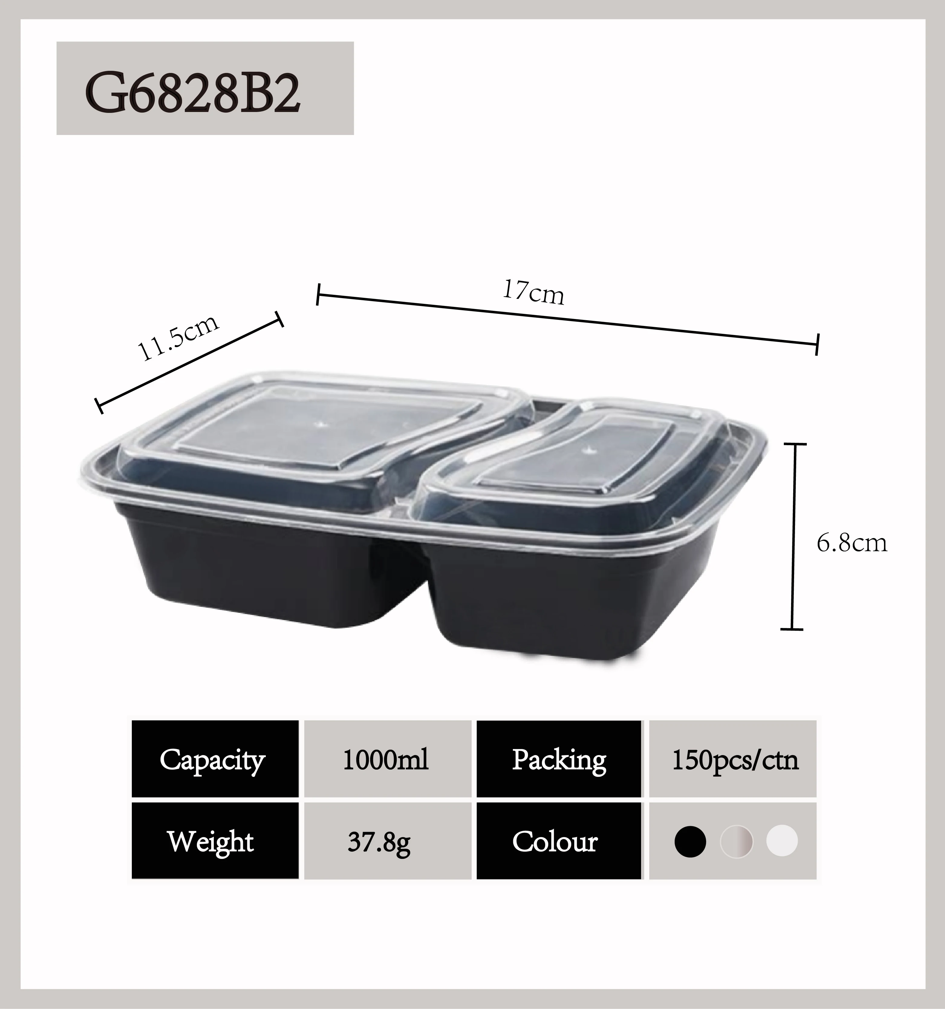 2 Compartment Takeaway Microwavable Plastic Disposable Bento Food ...