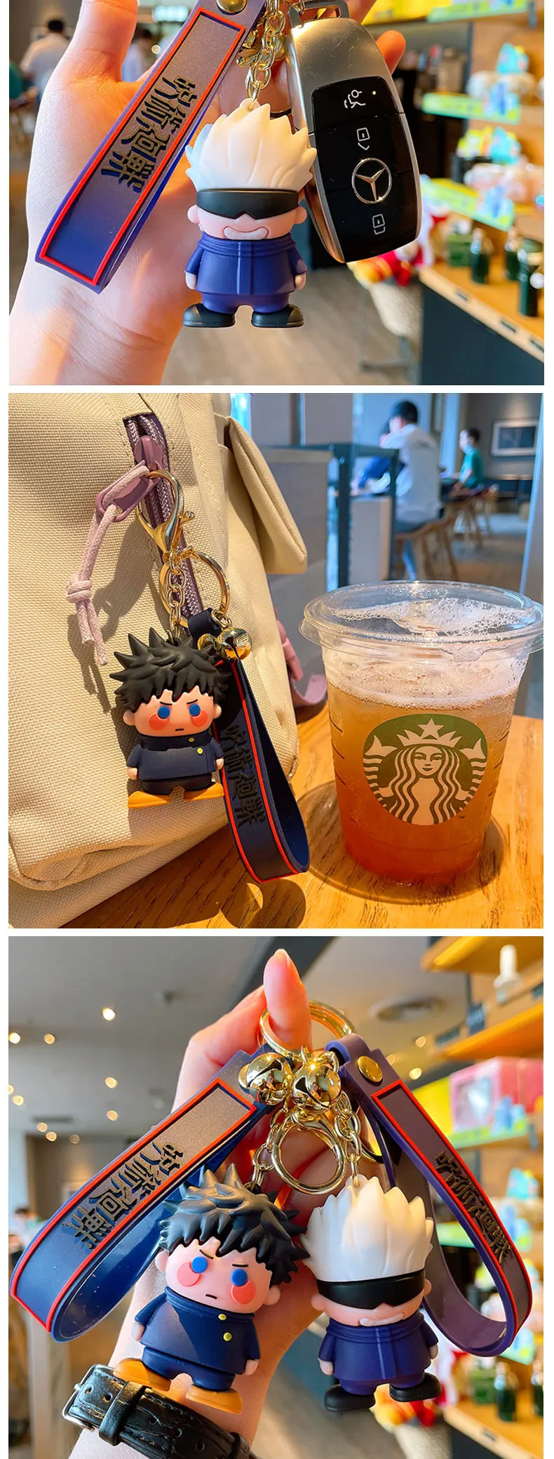 5 Styles Cartoon Incantation Back To War Keychain Epoxy Doll Cute Car ...