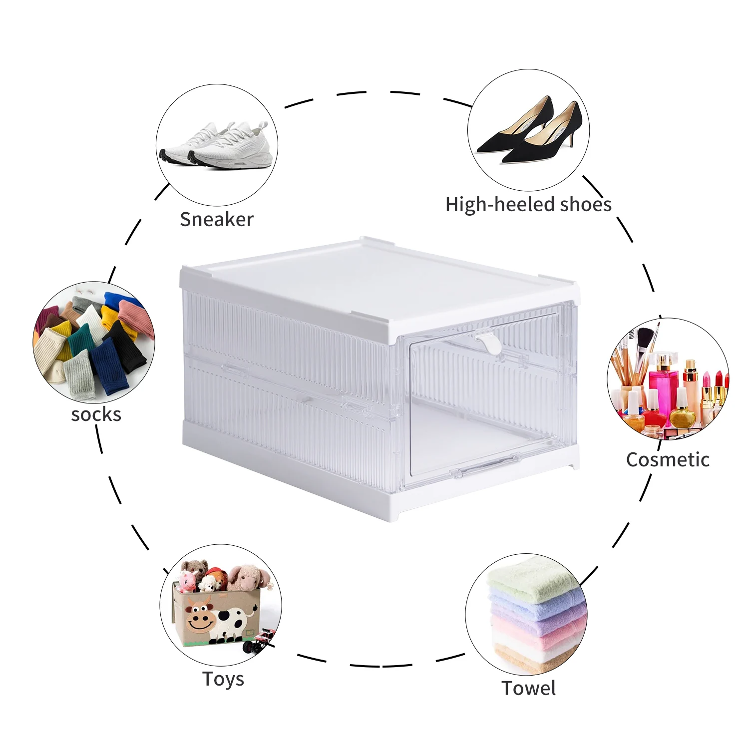 Transparent Shoe Organizer Stackable Shoe Container Collapsible Plastic ...