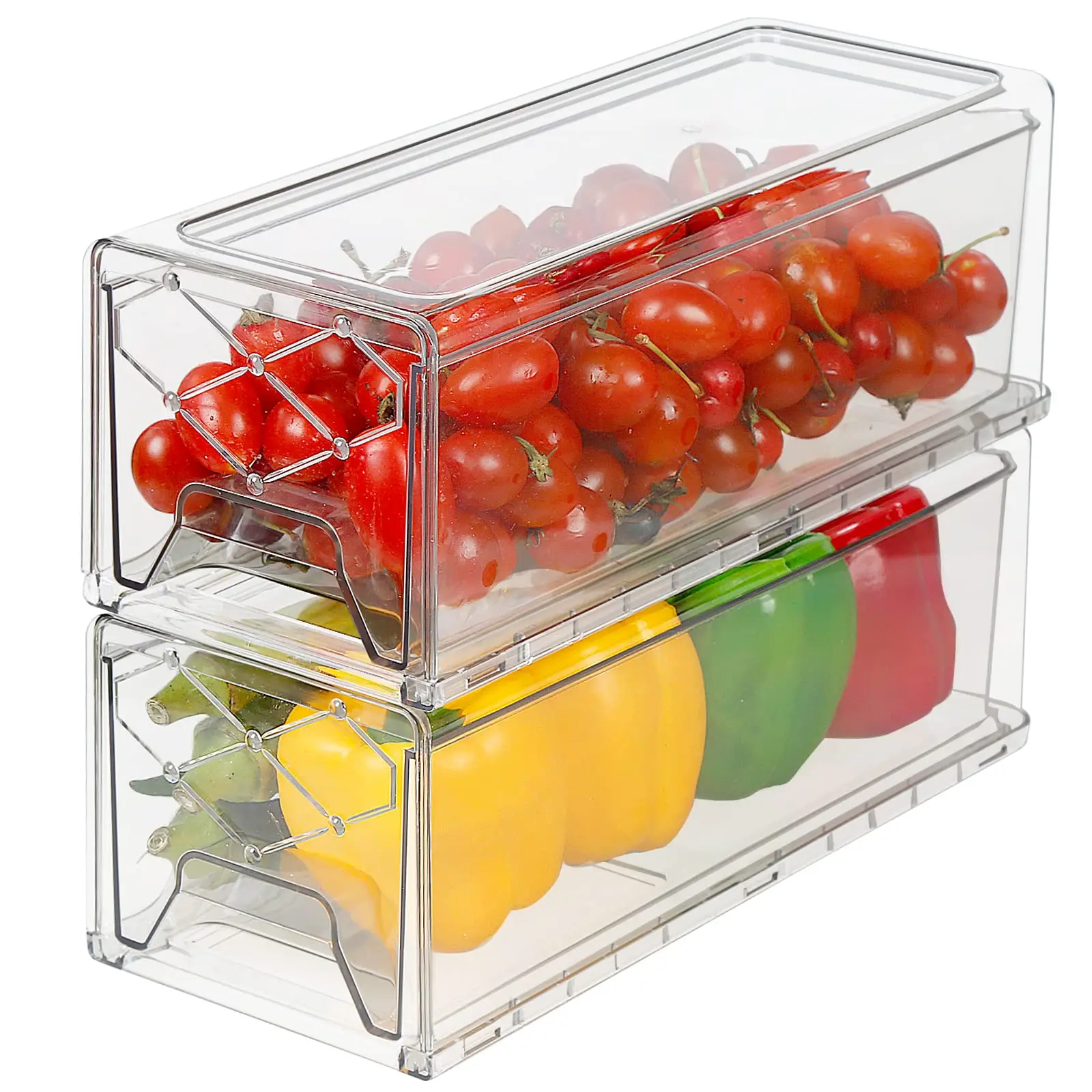 Clear Refrigerator Organizers And Stackable Storage With Pull-out ...