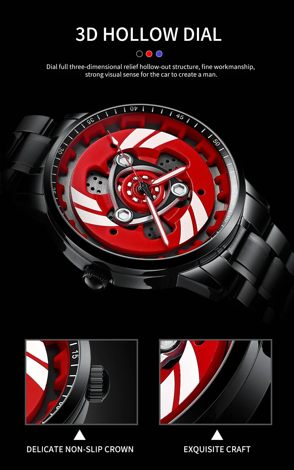 High Quality Wheel Watch - Men's Quartz Racing Chrono