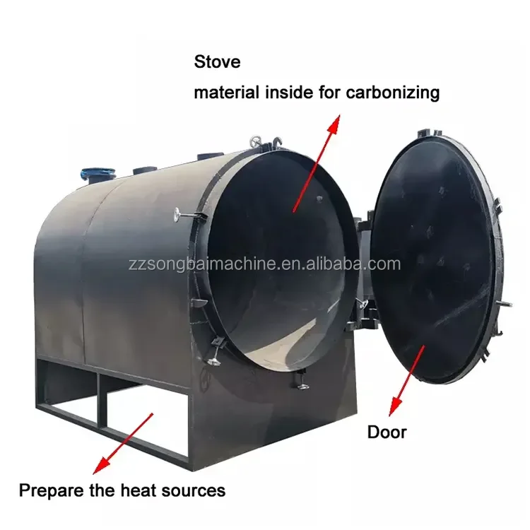 Horizontal Carbonization Oven Biomass Coconut Shell Wood Sawdust ...