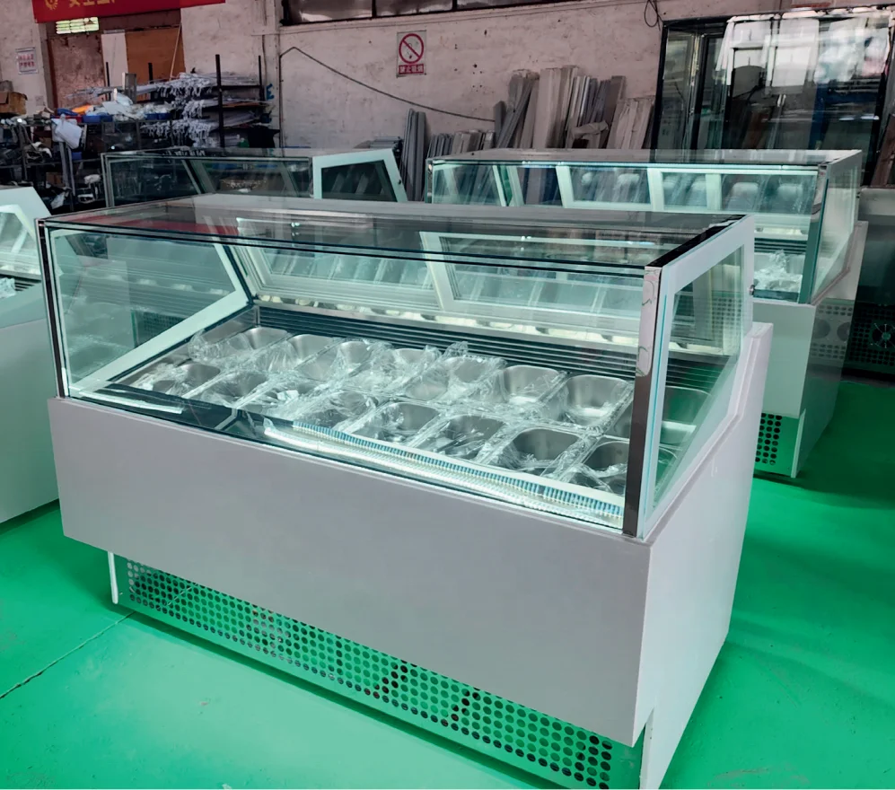 New Design Icecream Gelato Display Freezer Showcase With Straight Glass ...