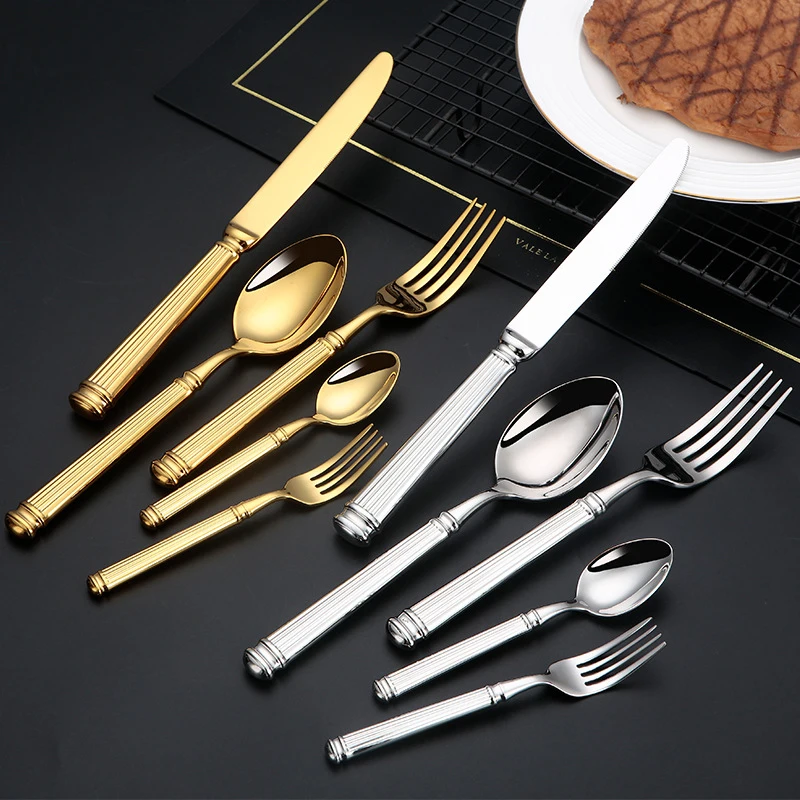 Exquisite Roman Column Handle Design Silverware Set 18/10 Stainless ...