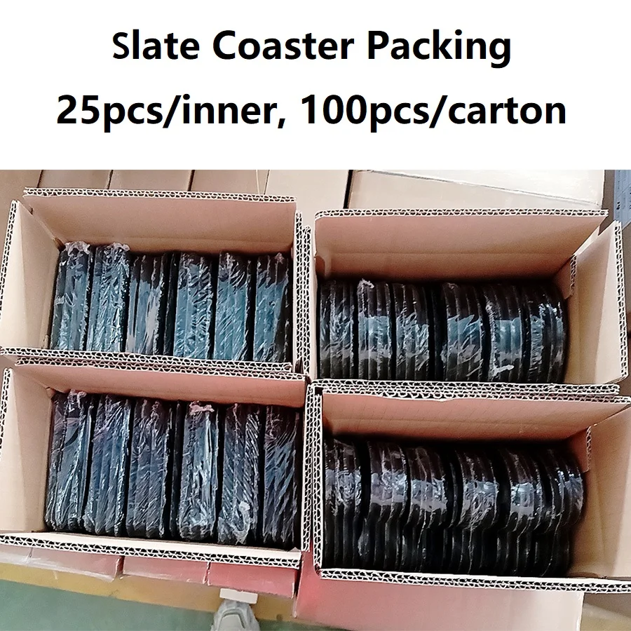 4 Inch Square Slate Stone Coaster With Holder Handmade Coasters Set For ...