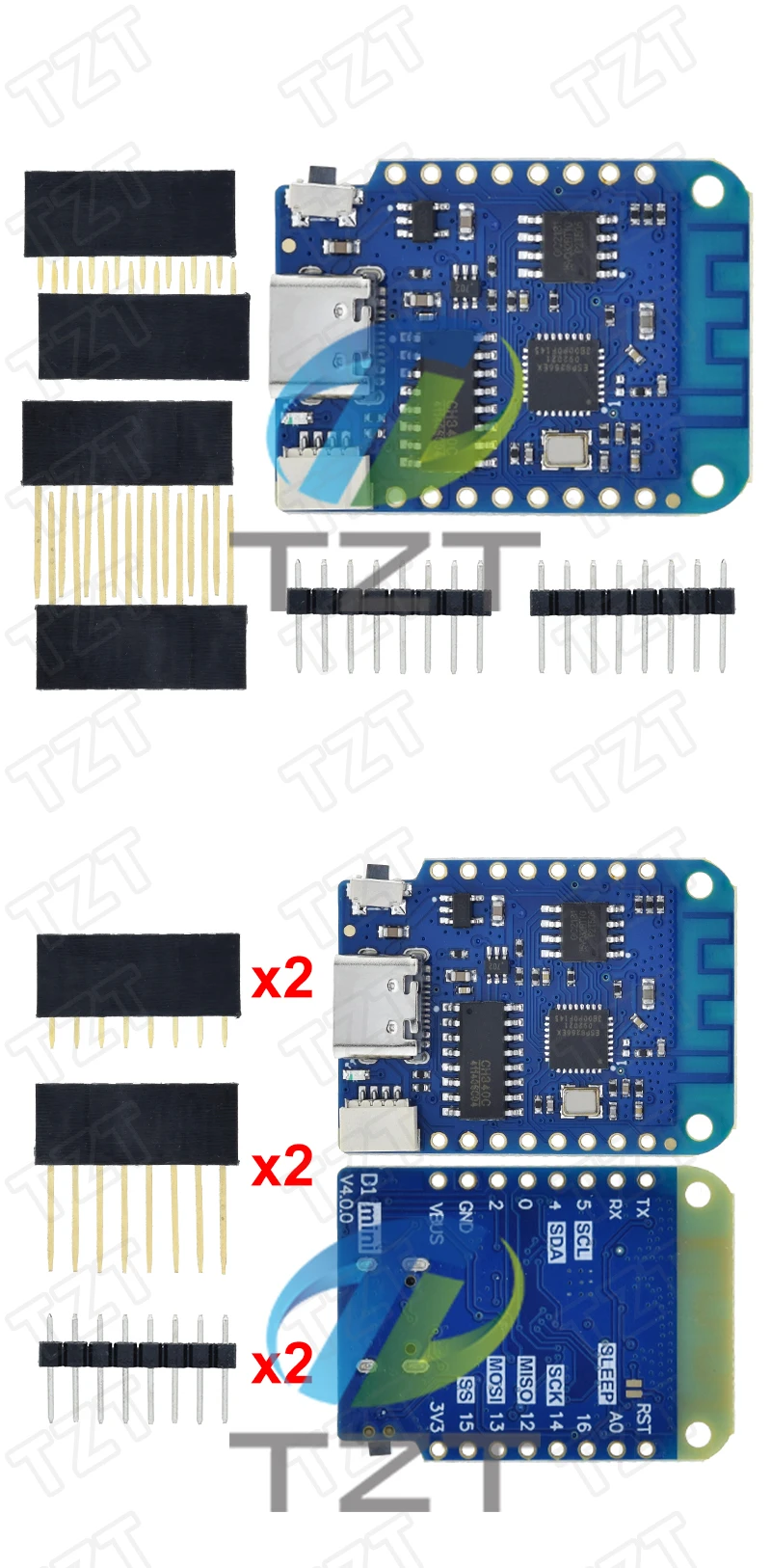 TZT WEMOS D1 Mini V4.0.0 - ESP8266 Iot Board with Micropython