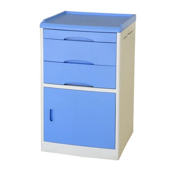 Movable Abs Hospital Medical Bedside Table Drawers Cabinet With Casters ...