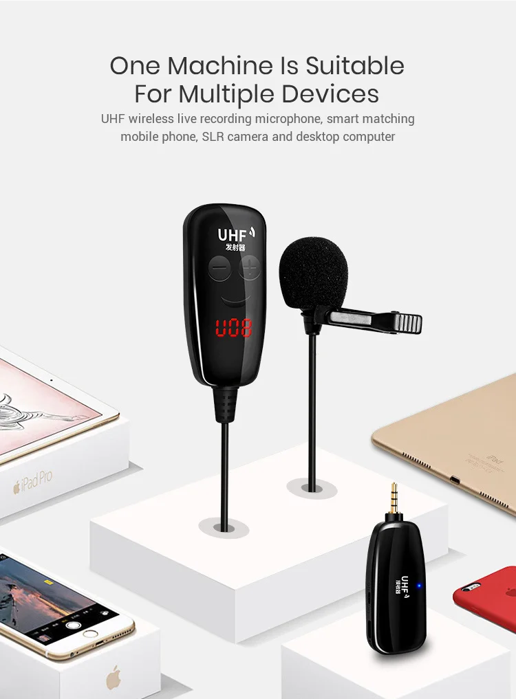 Hot Neck Walkie Talkie Throat Mic UHF Wireless Mic Lavalier Lapel Mic ...