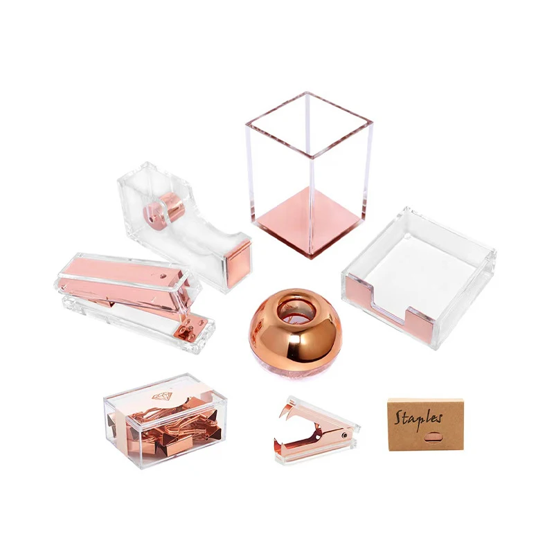 Acrylic Stapler Set Rose Gold Desk Accessories Kit Office Supplies and ...