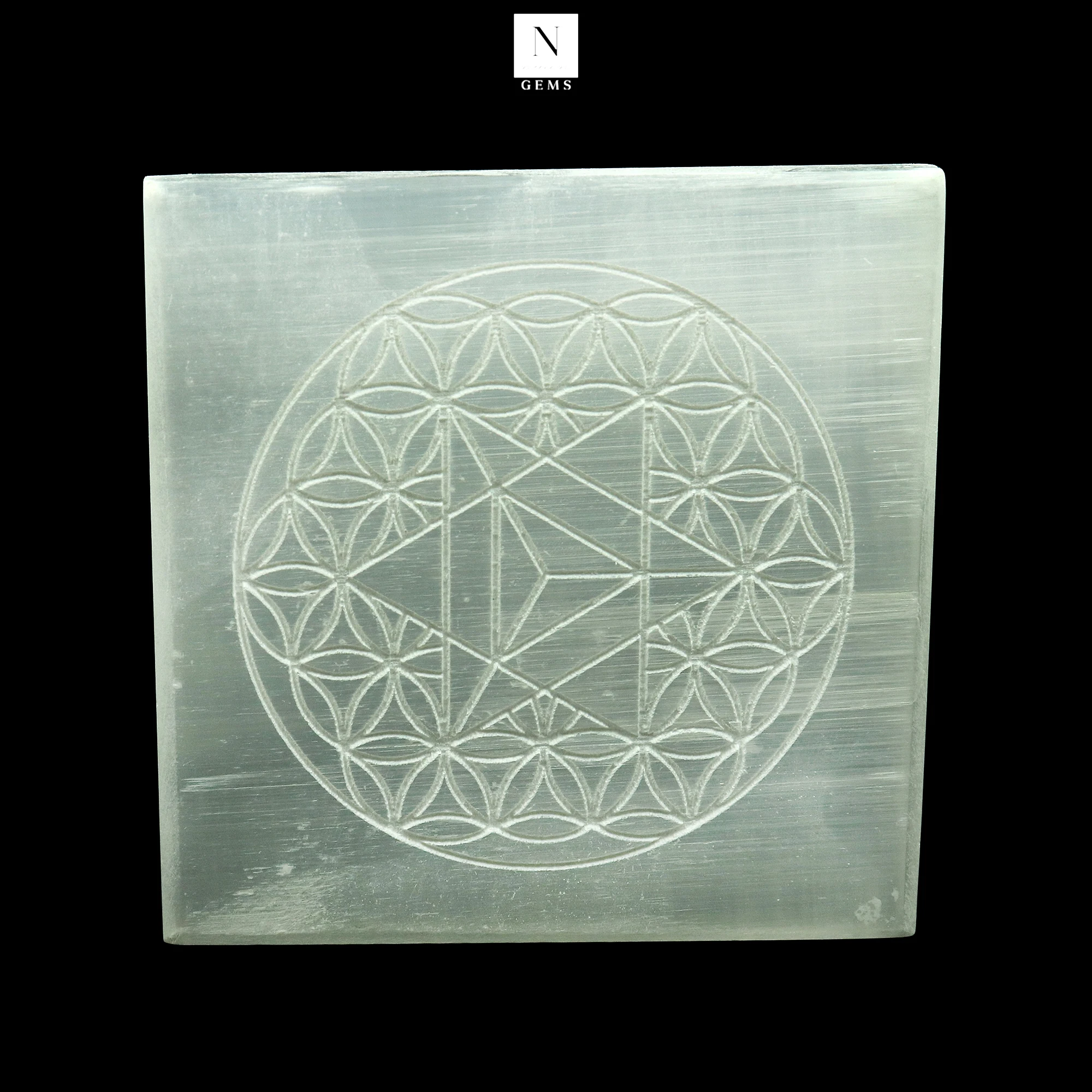 Reiki Healing Charging Selenite Plate Square Shape 80 Mm Engraved - Buy ...