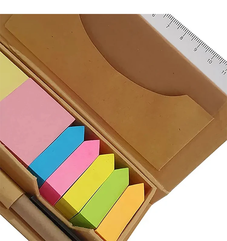 Custom Memo Pad Sticky Note Set with Pen Pocket Rule Stationery Set ...