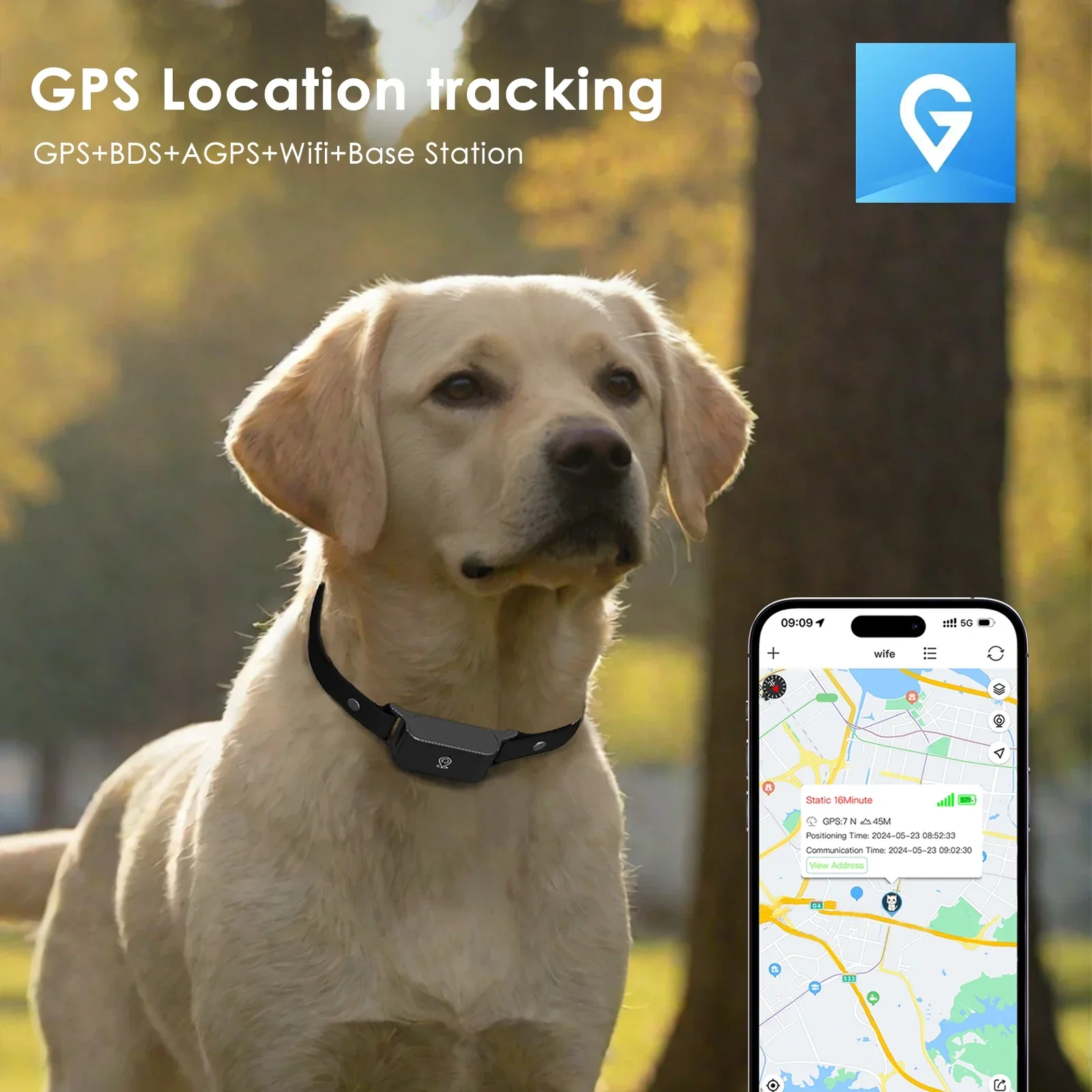 4G Pet GPS Tracker Smart Wearable Collar for Dogs Cats Real-Time GPS Wi ...