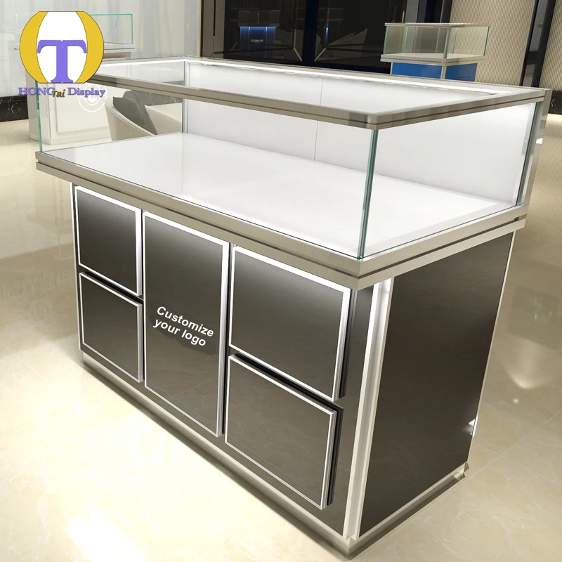 Luxury Gold Jewellery Display Cabinet Showcase Design Custom Lockable ...