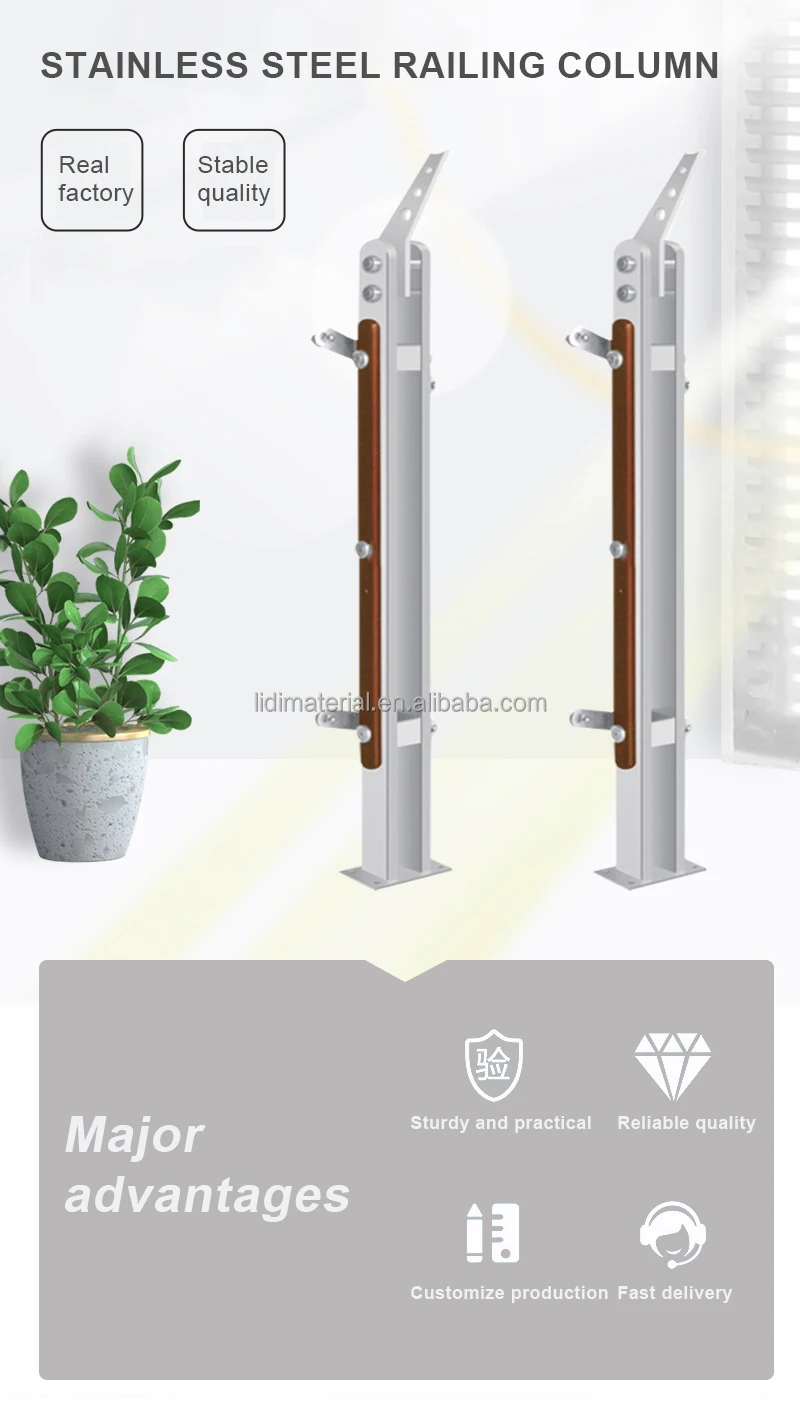 Quality Railing Column Made of Stainless Steel and Wood for Outdoor ...