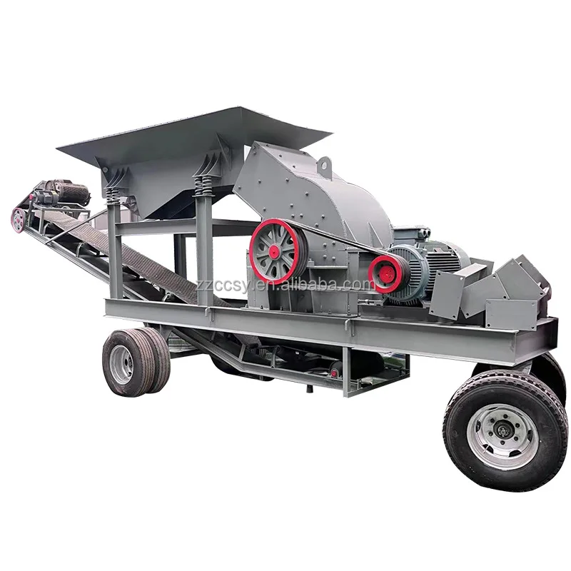 Mobile Diesel Stone Laminated Glass Recycling Machine Pc 600*400 Hammer ...