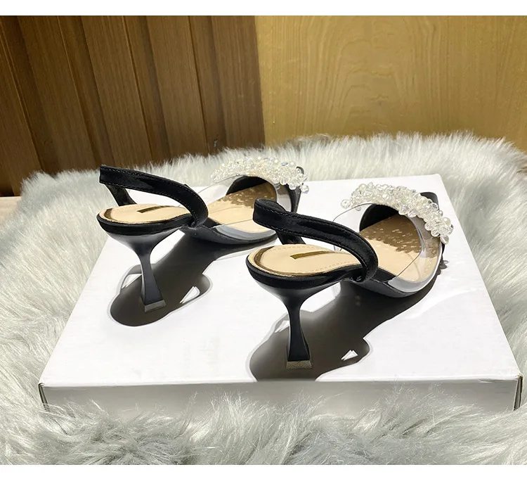 Shop Customized High Heel Sandals with Clear Crystal Rhinestones
