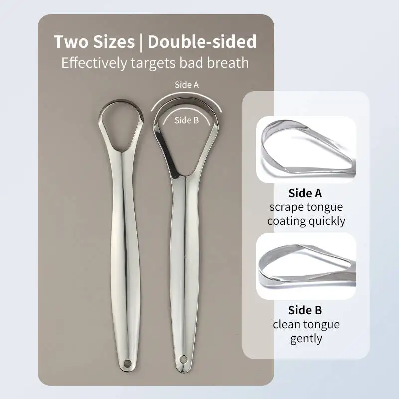 Customized High Quality 3 in 1 Stainless Steel Tongue Scraper Set