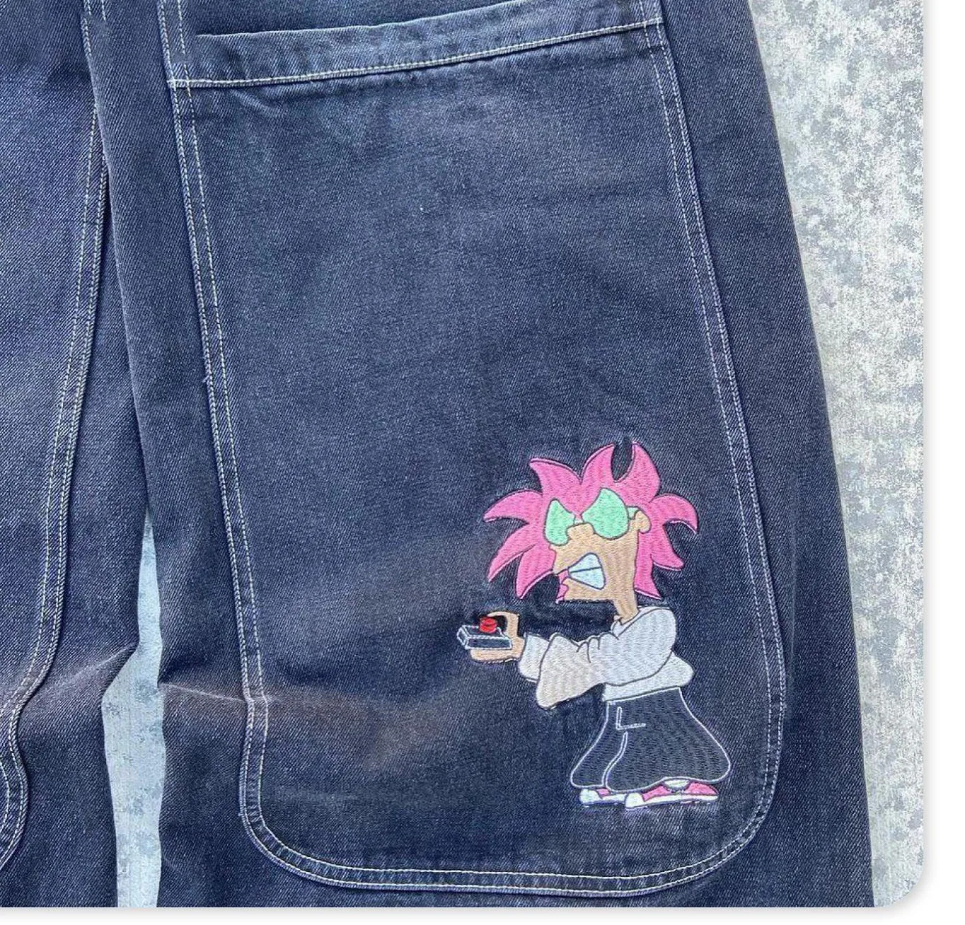 Custom Streetwear Logo Loose Wide Leg Denim Pant Twill Fabric ...