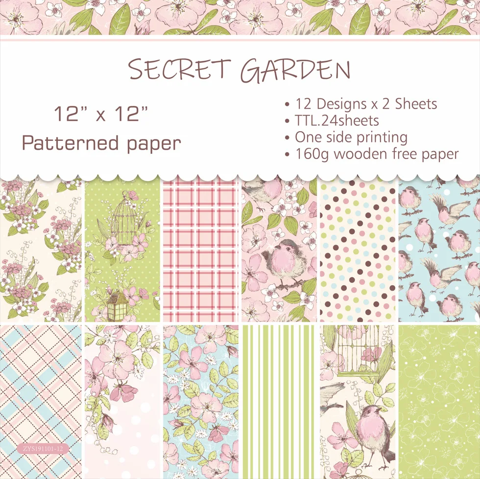 12X12" Craft Scrapbook Pattern Paper Girly DIY Hand Account Decoration ...