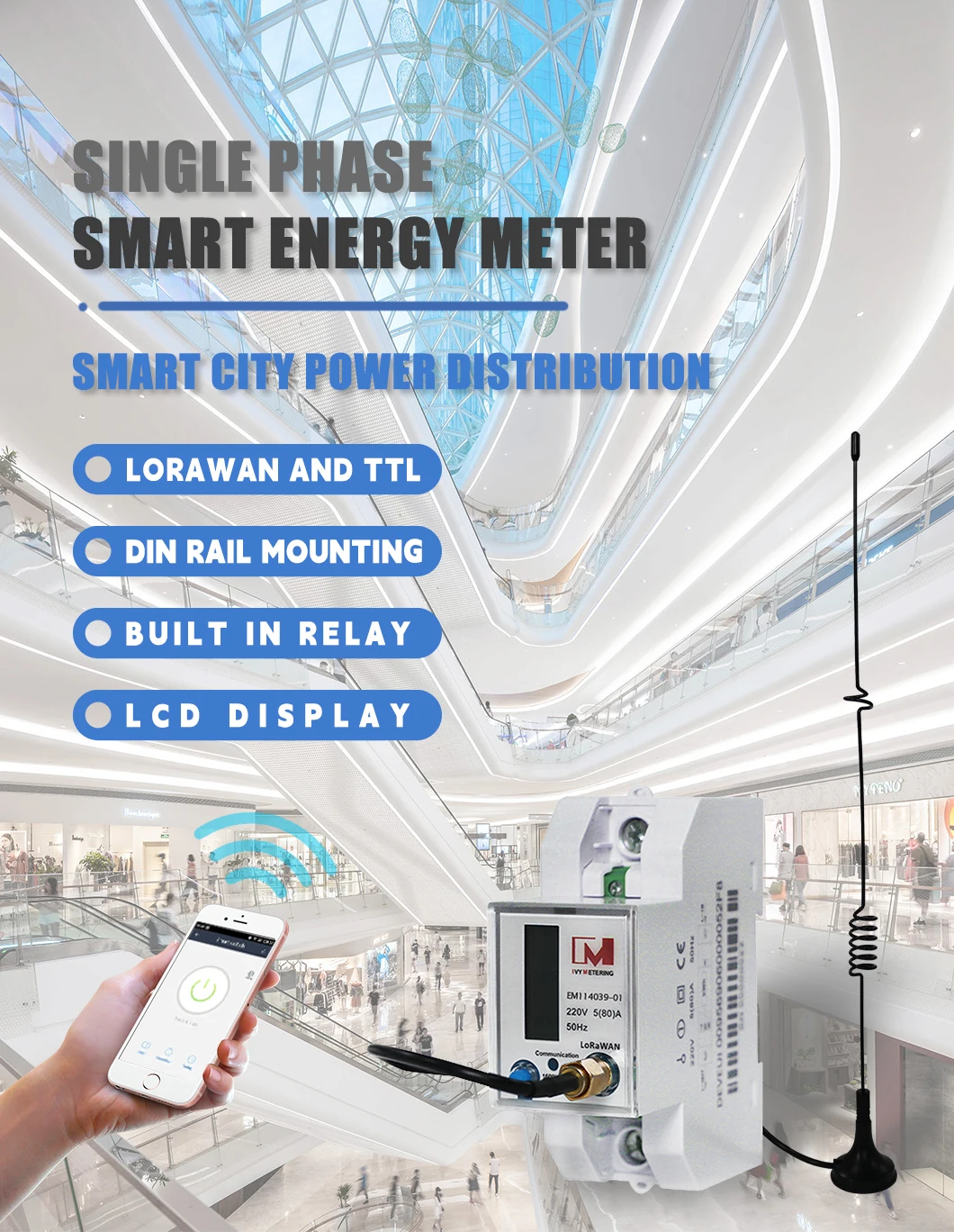 Wireless Energy Monitor Lorawan Electricity Meter For Street Lighting ...
