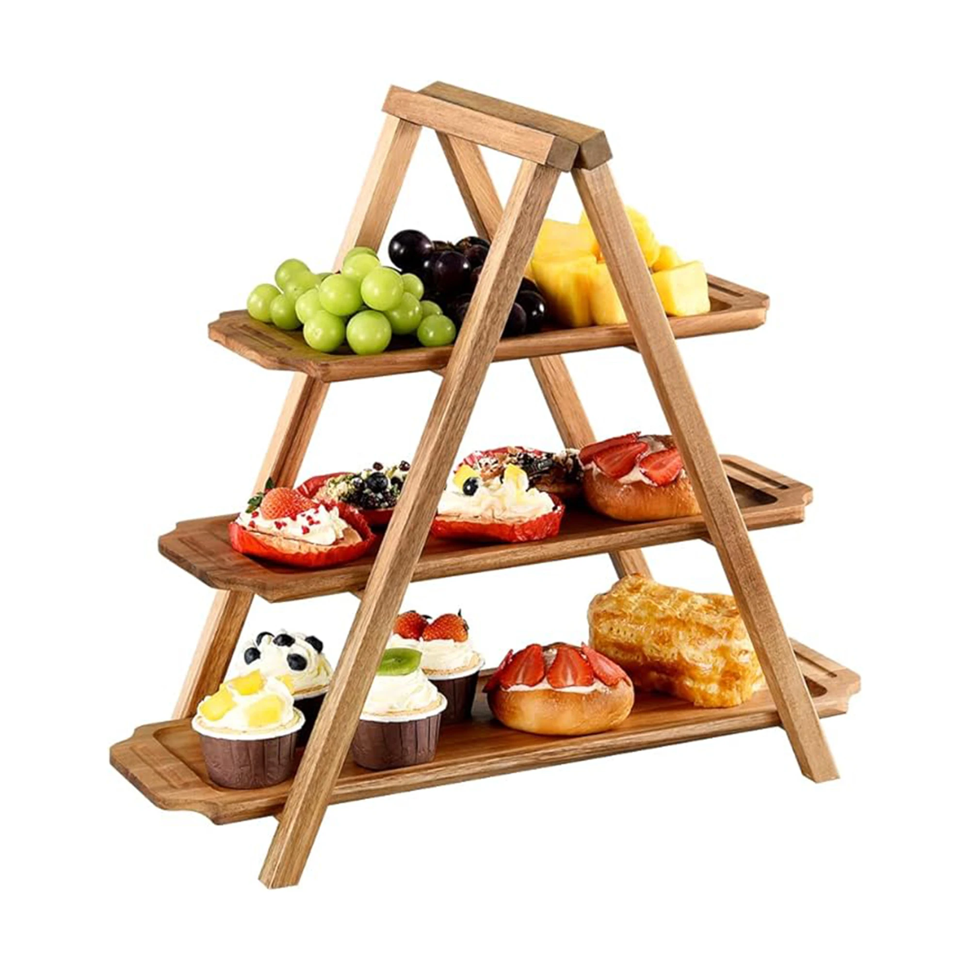 Adjustable Dessert Display Rack Department Engagement Cake Stand Bamboo ...