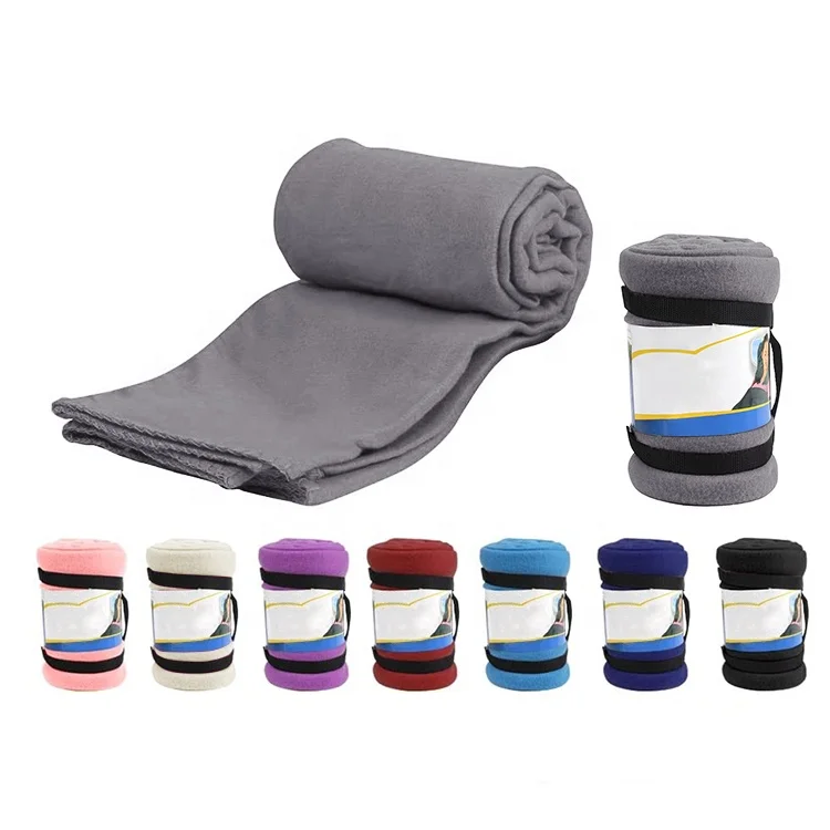 Wholesale Custom Logo Gray Solid Polyester Promotion Blanket Polar ...