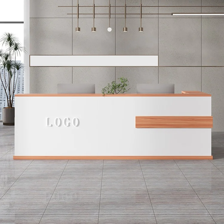 Custom Modern Commercial Office Front Reception Desk Wooden Reception ...