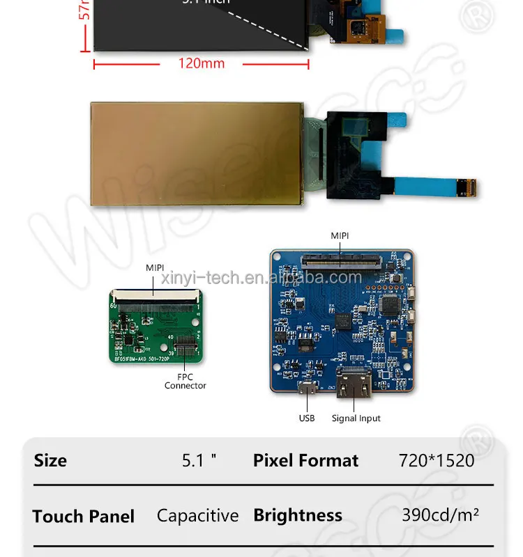 Wisecoco 5.1inch Flexible OLED Display - 720x1520 Resolution