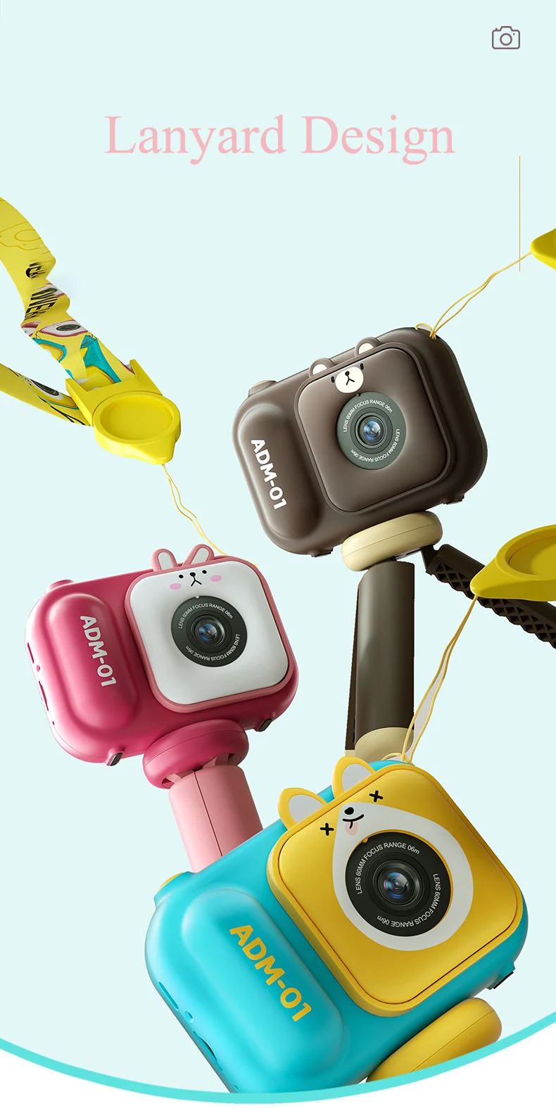 Cute Cartoon Kids Instant Camera Children Fun Christmas Gift Digital ...