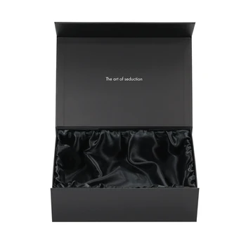 Custom Luxury Package Magnetic Black Satin Insert Lined Gift Box ...