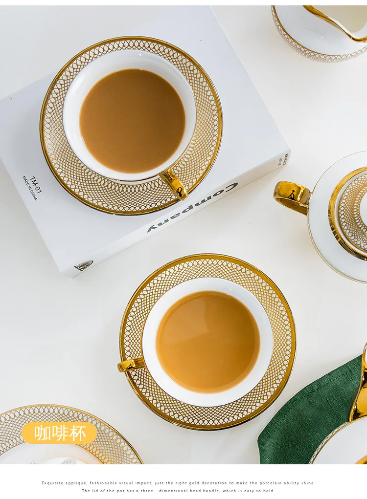 English Luxury Gold Rim Ceramic Afternoon Tea Cups Sets for Coffee and ...