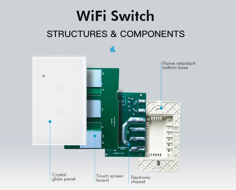 Mday Alexa Google Home Supported 1/2/3/4 Gang Luxury Wall Switch Zigbee ...