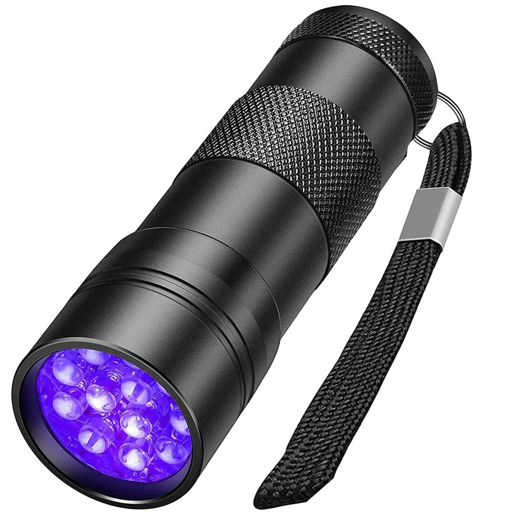 Mini Size Portable Uv Flashlight 12 Led Aaa Battery 395nm Ultraviolet ...