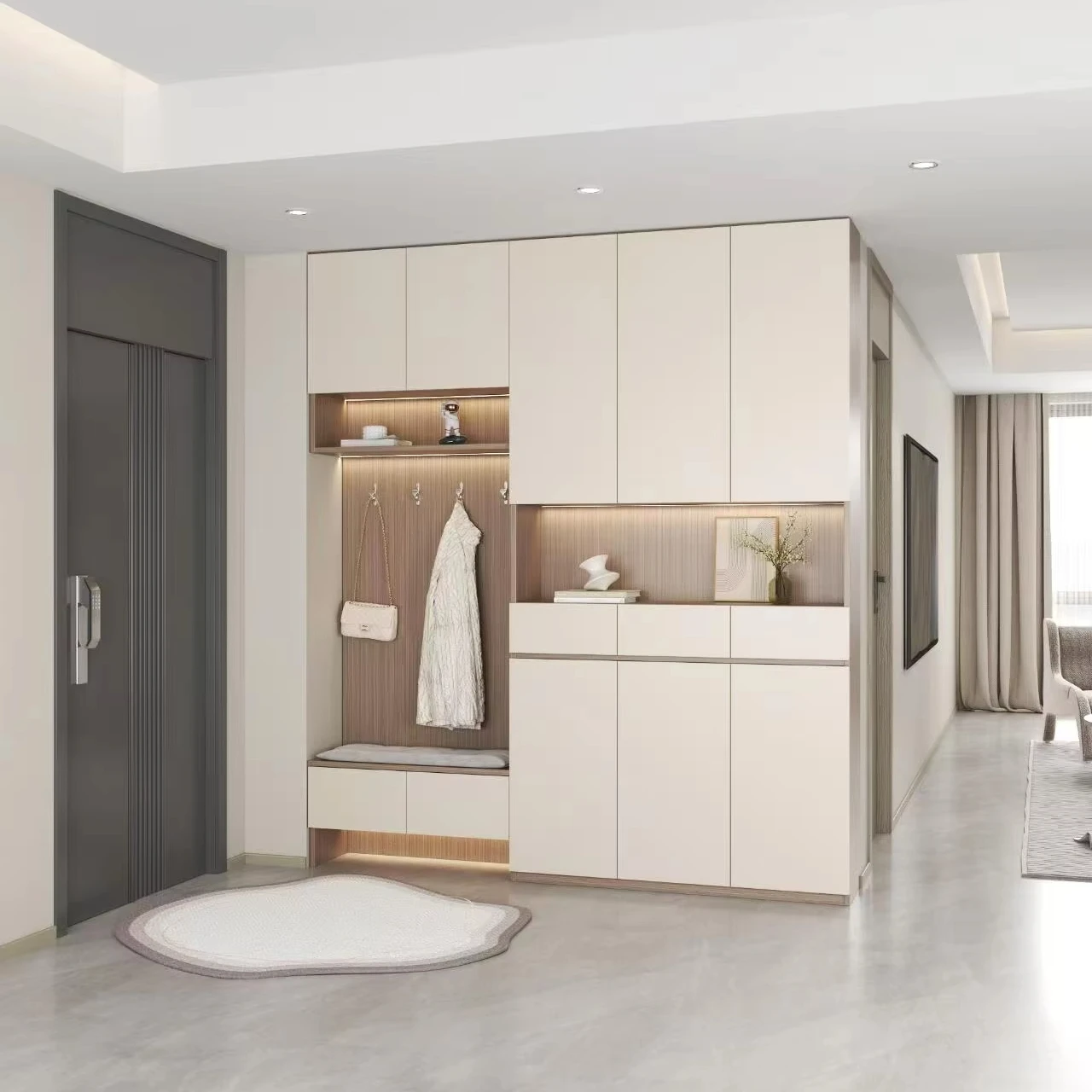 Modern Simple Wooden Entrance Shoe Cabinet Family Shoe Storage ...