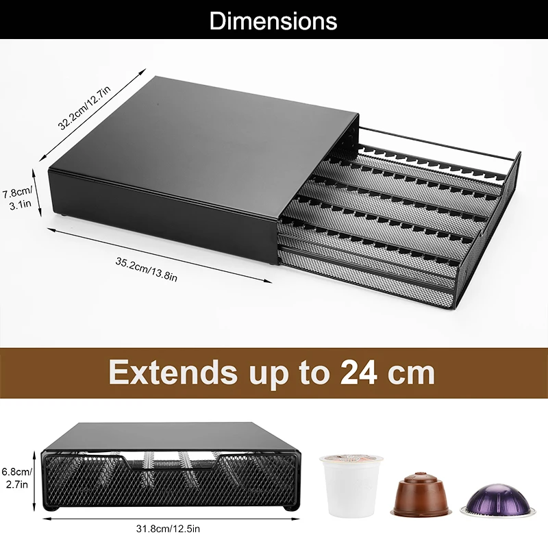 Metal Nespresso Vertuo Coffee Pods Holder Rack - 30-45 Pods Capacity, OEM