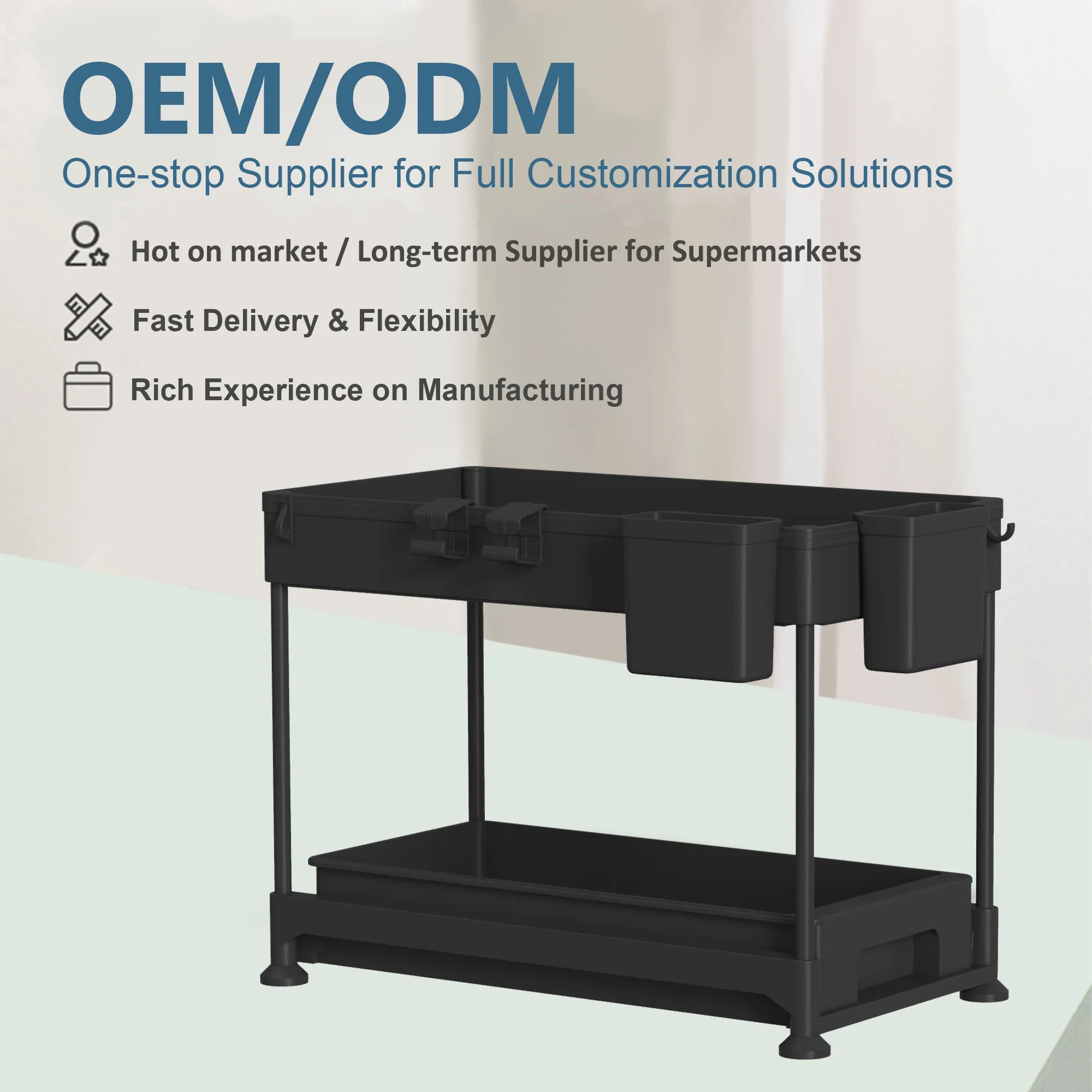 Under Cabinet Bathroom Double Sliding Cabinet Rack Shelf Under Sink ...