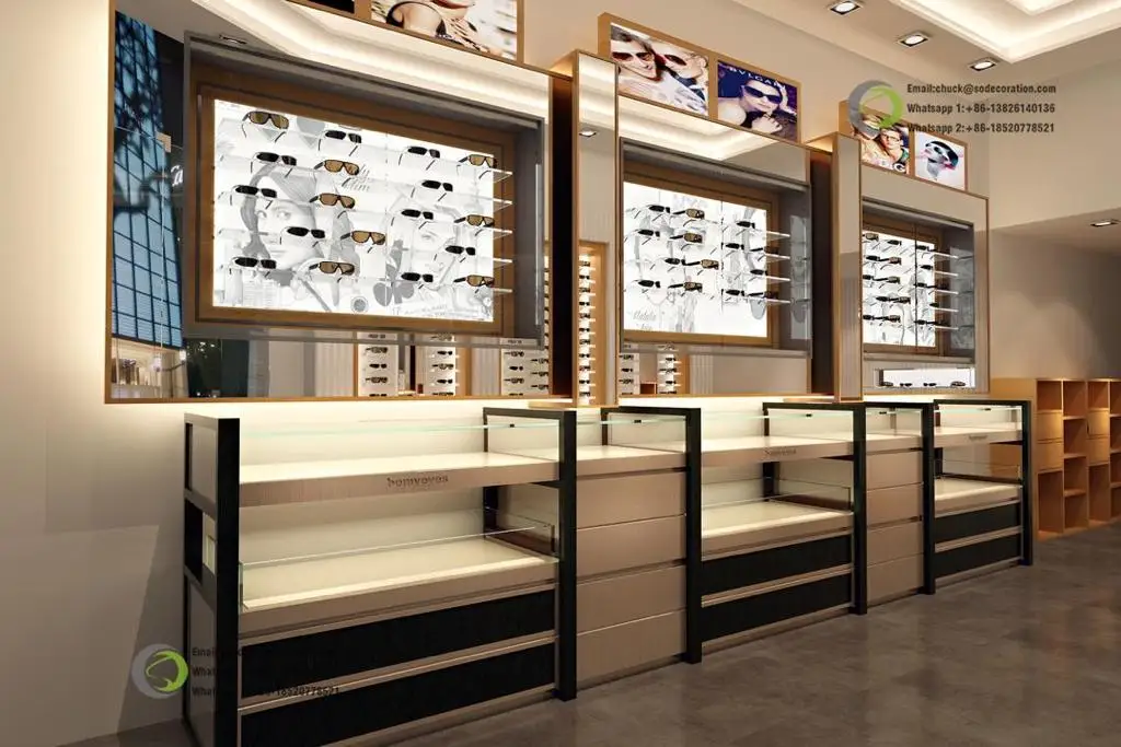 Optical Shop Design Wooden Sunglass Display Stand Showcase Custom ...