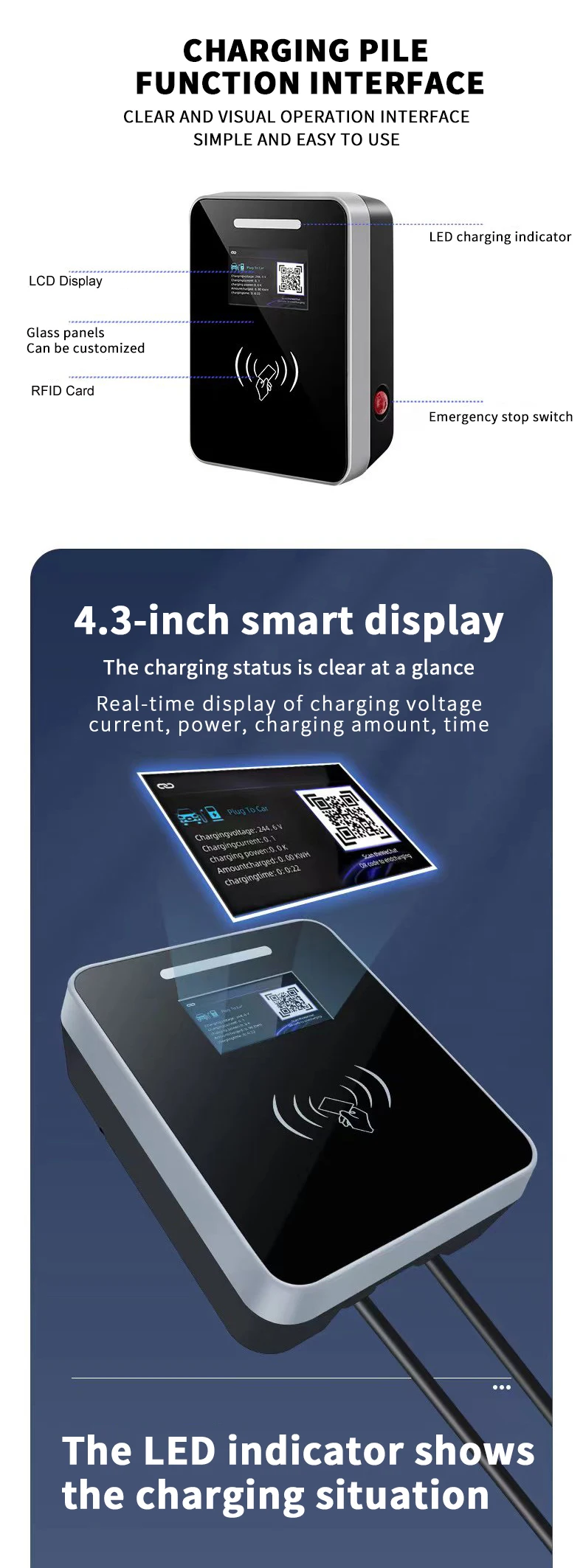 Evse Wallbox 32a Ev Charging Station 7kw 11kw 22kw 16a 1 3 Phase Wall ...