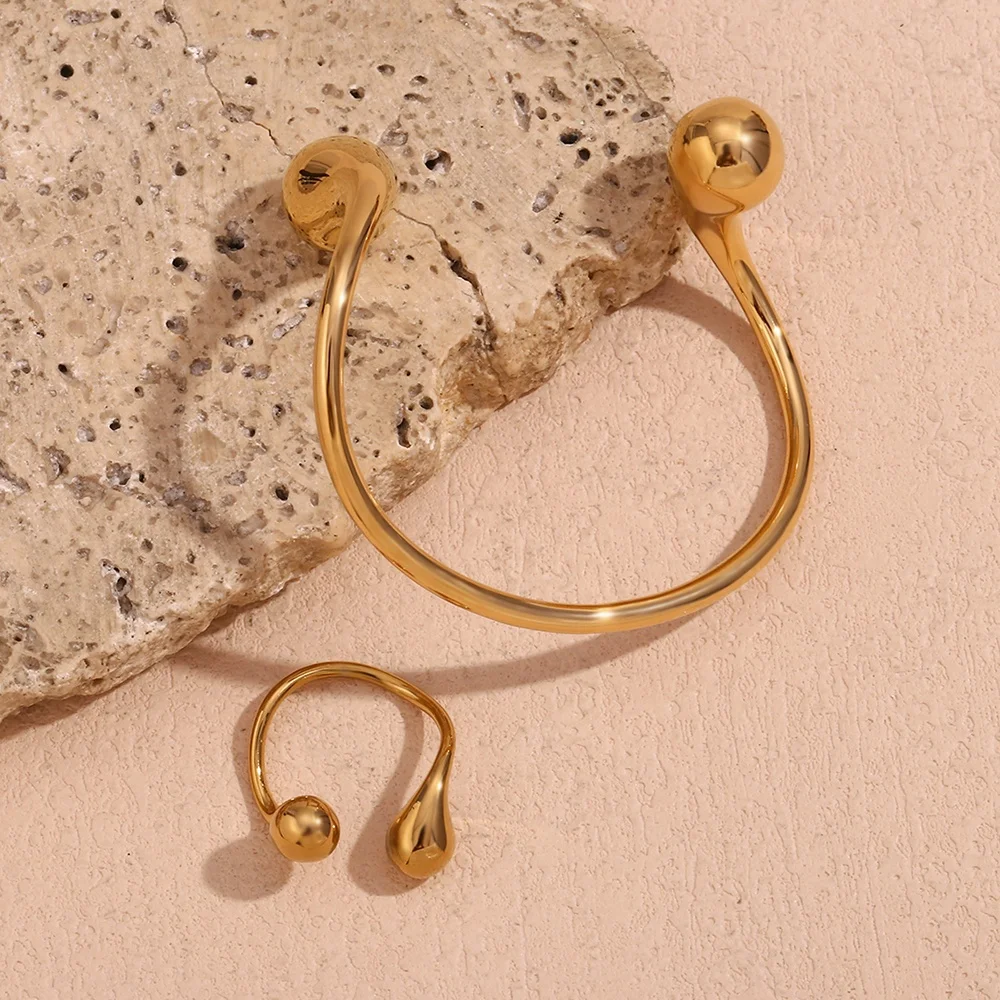 Tarnish Free Minimalist Jewelry - Water Drop Gold Plated Bangles