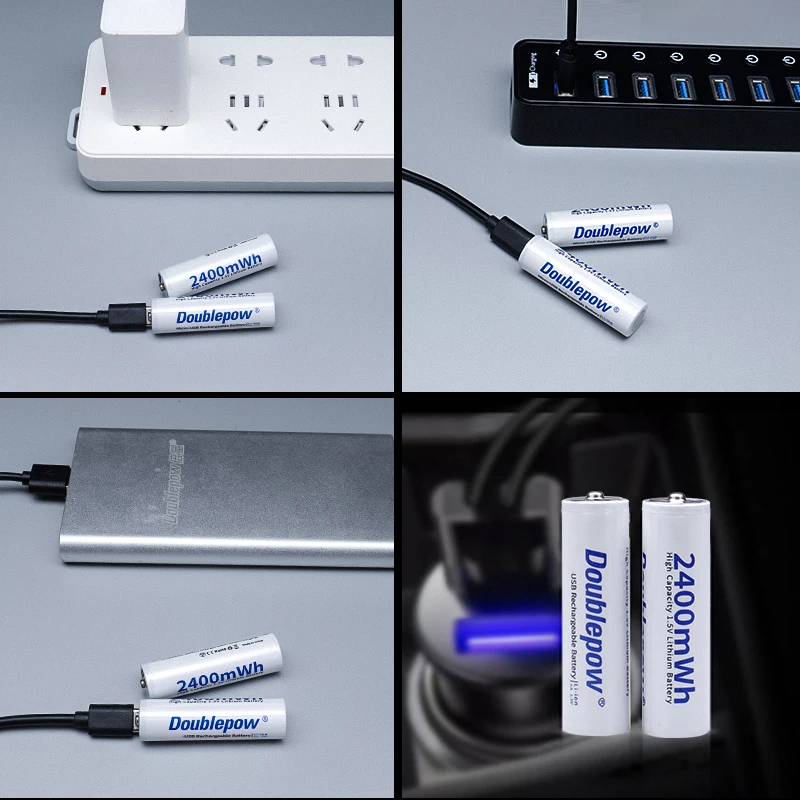 Doublepow 2400mwh Aa 1.5v Type C Rechargeable Lithium Ion Battery New ...