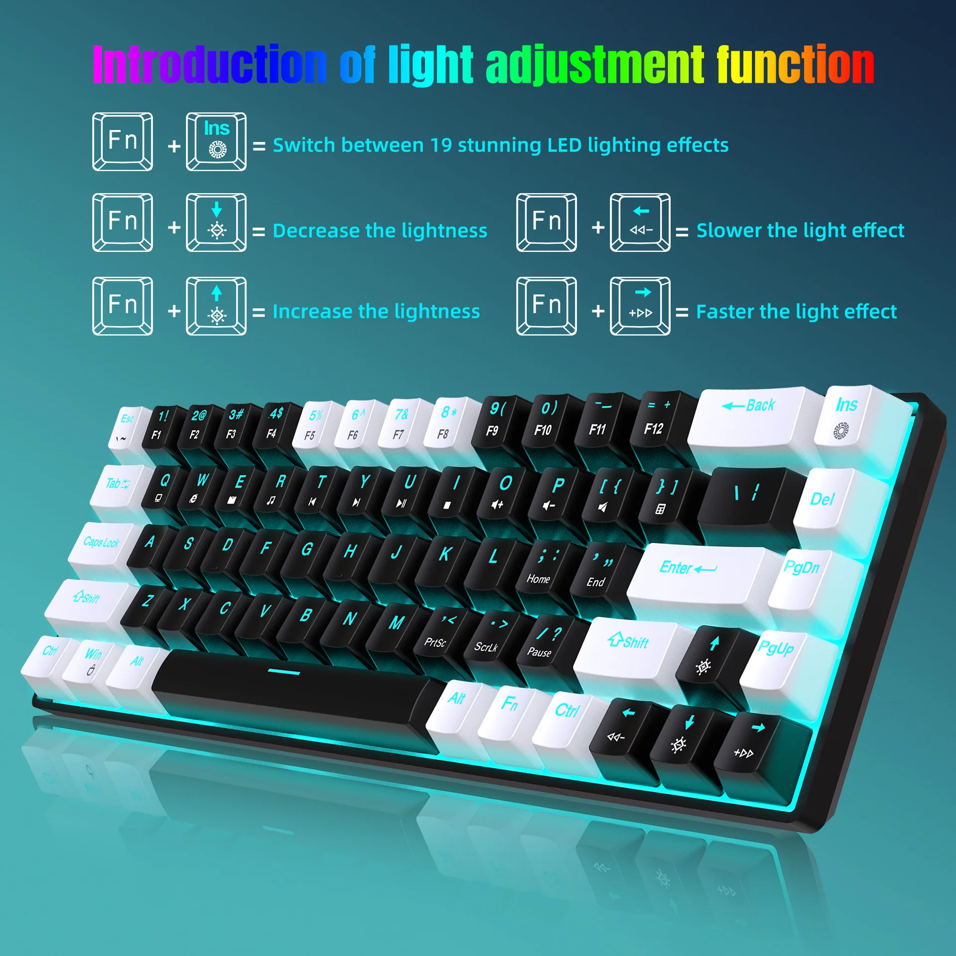 Compact V800 Mechanical Gaming Keyboard - 68 Keys LED Backlit, USB ...