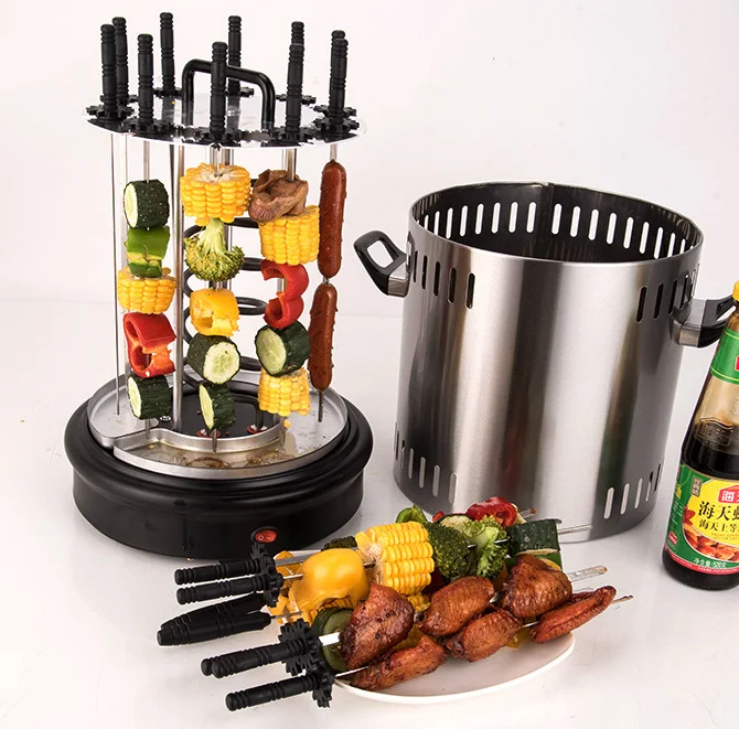 Electric Bbq Kebab Grill Machine Automatic Rotating Barbecue Smokeless ...