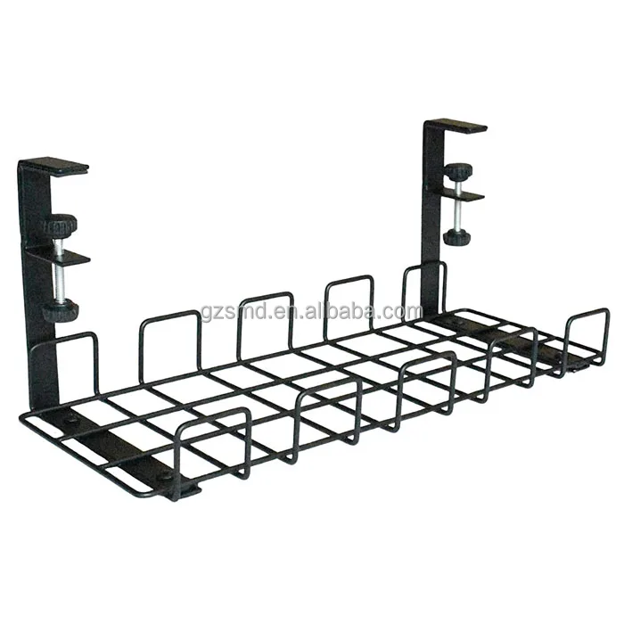 2 Pack No Drill Clamping Desk Cable Organizer Tray