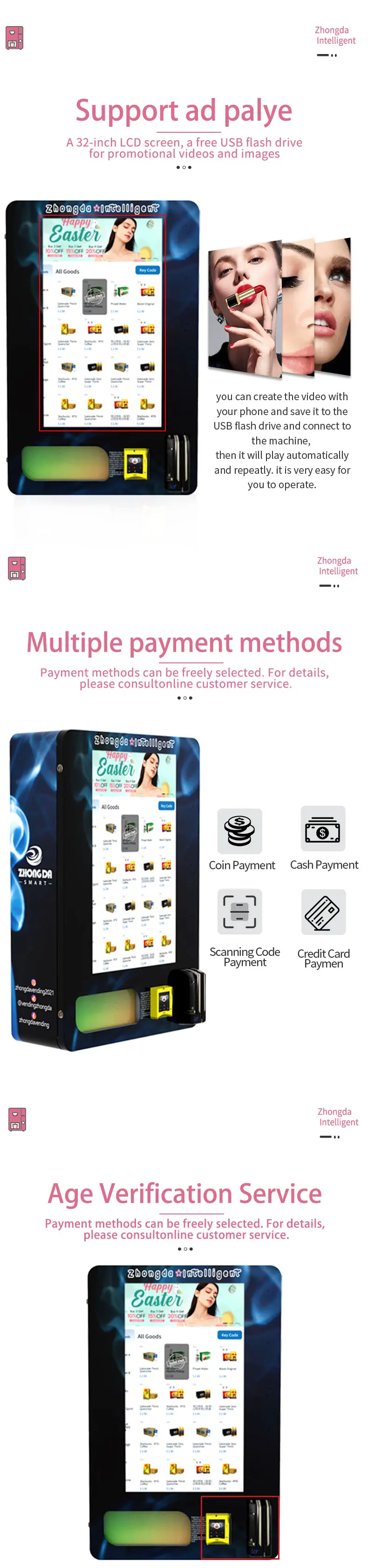 Hot Selling Wall Mini Vending Machine With Id Ic Dl Ins E-card Ir Age ...