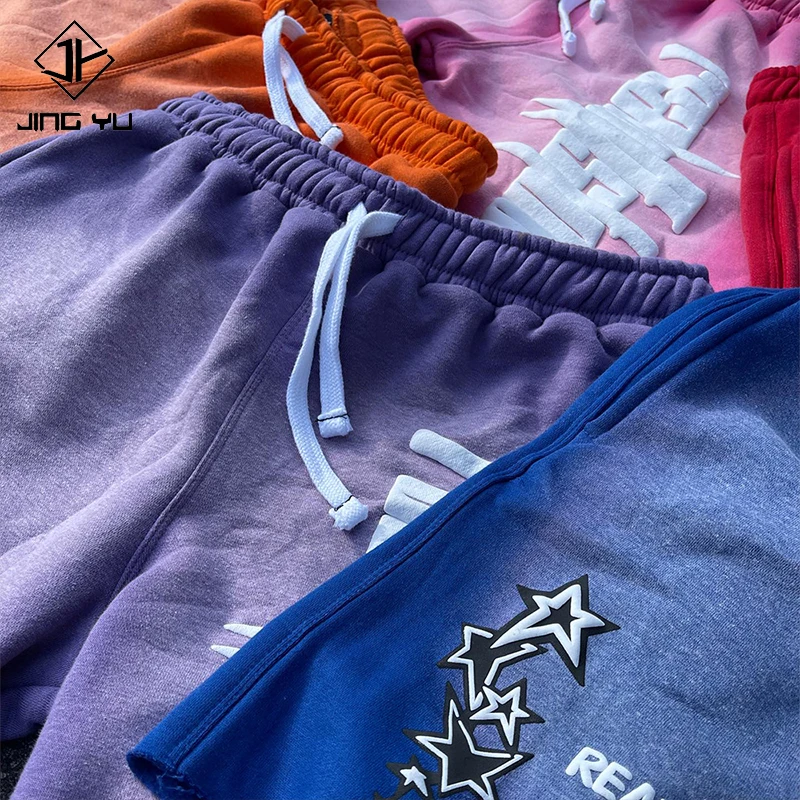 Custom Sun Faded Sweat Puff Print Shorts Printed Jogger 3D Puff Printed ...