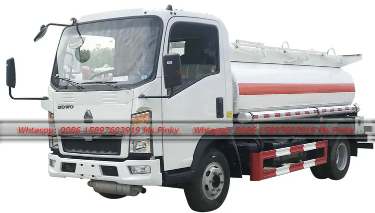 Mongolia Howo Oil Bowser 5000 Liters Fuel Tanker Truck With Dispenser ...