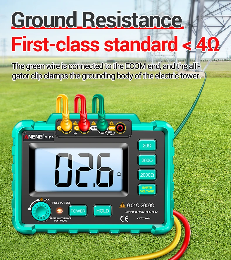 ANENG MH14 Digital Insulation Ground Resistance Megohm AC 200vrms Meter