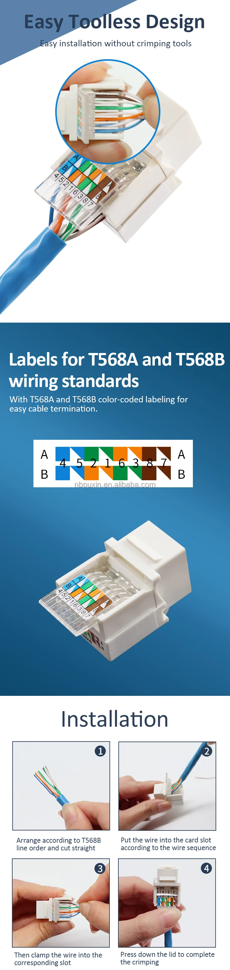 Wholesale Single Ports Cat5e Cat6 Utp 86 Type Network Keystone Jacks ...