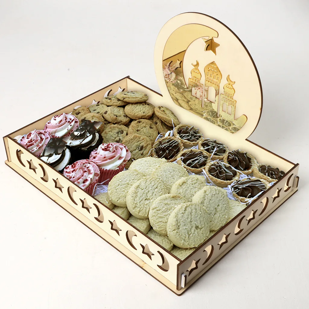 High Quality Wooden Islam Eid Mubarak Dessert Display Trays for Eid ...