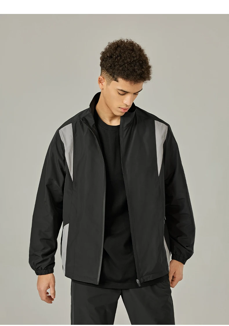 Custom Men's Waterproof Polyester Windbreaker Jacket With Zip In Black ...